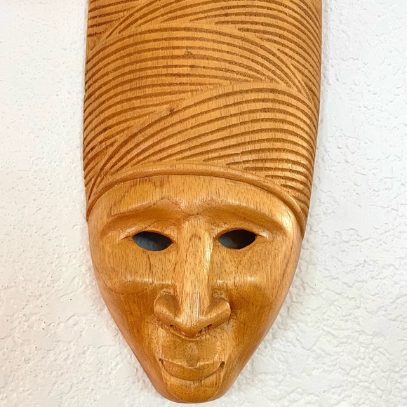 Wall Decor | Vintage Blonde Wood Face Mask Handcarved Wall Decor | Poshmark